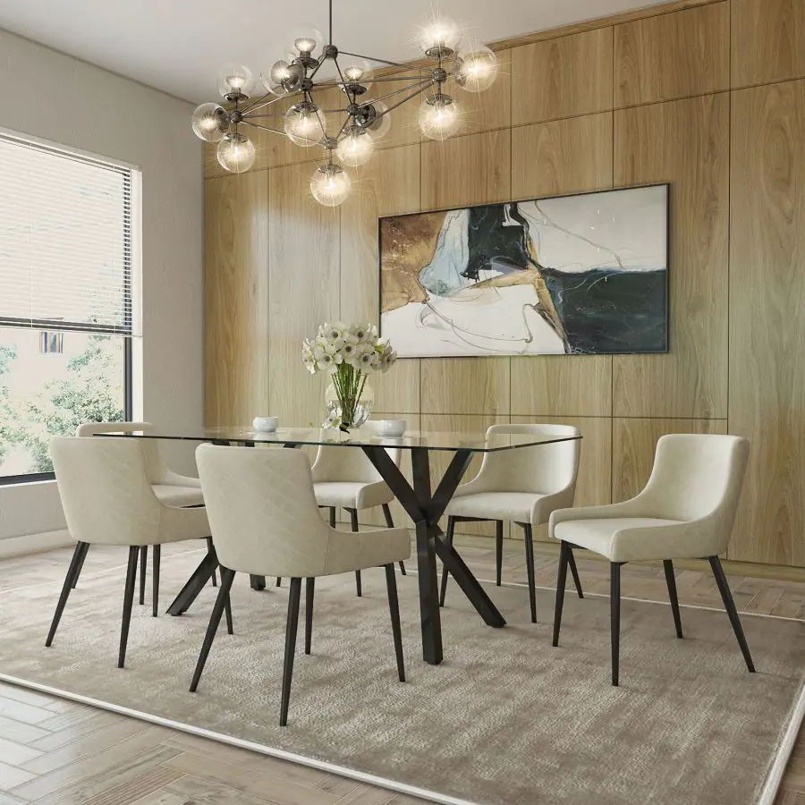 Stark Bianca 7Pc Dining Table Set in Black - Gulab Homes