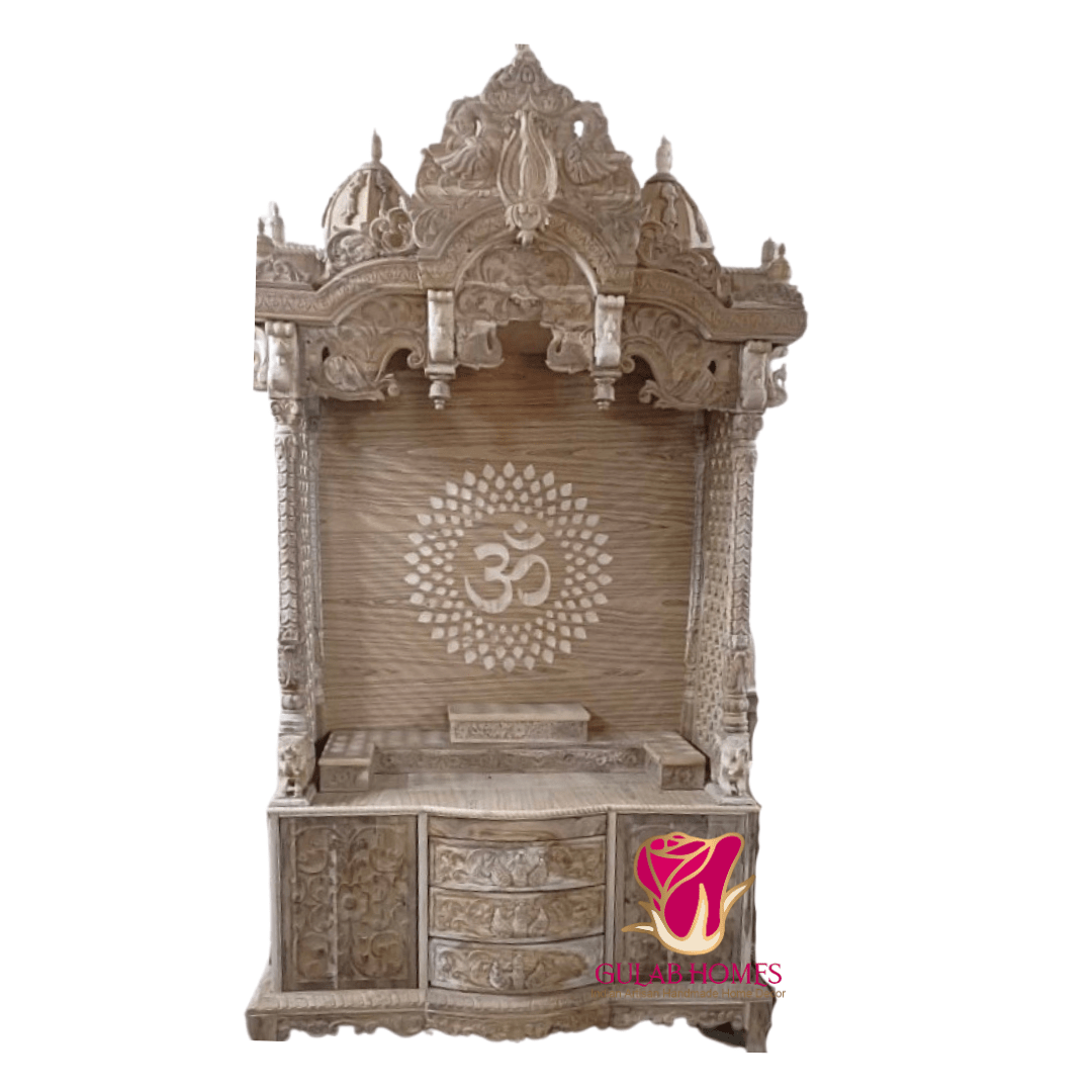 Pooja Mandir Solid Mango and Teakwood Handcrafted Customize Home Temple ...